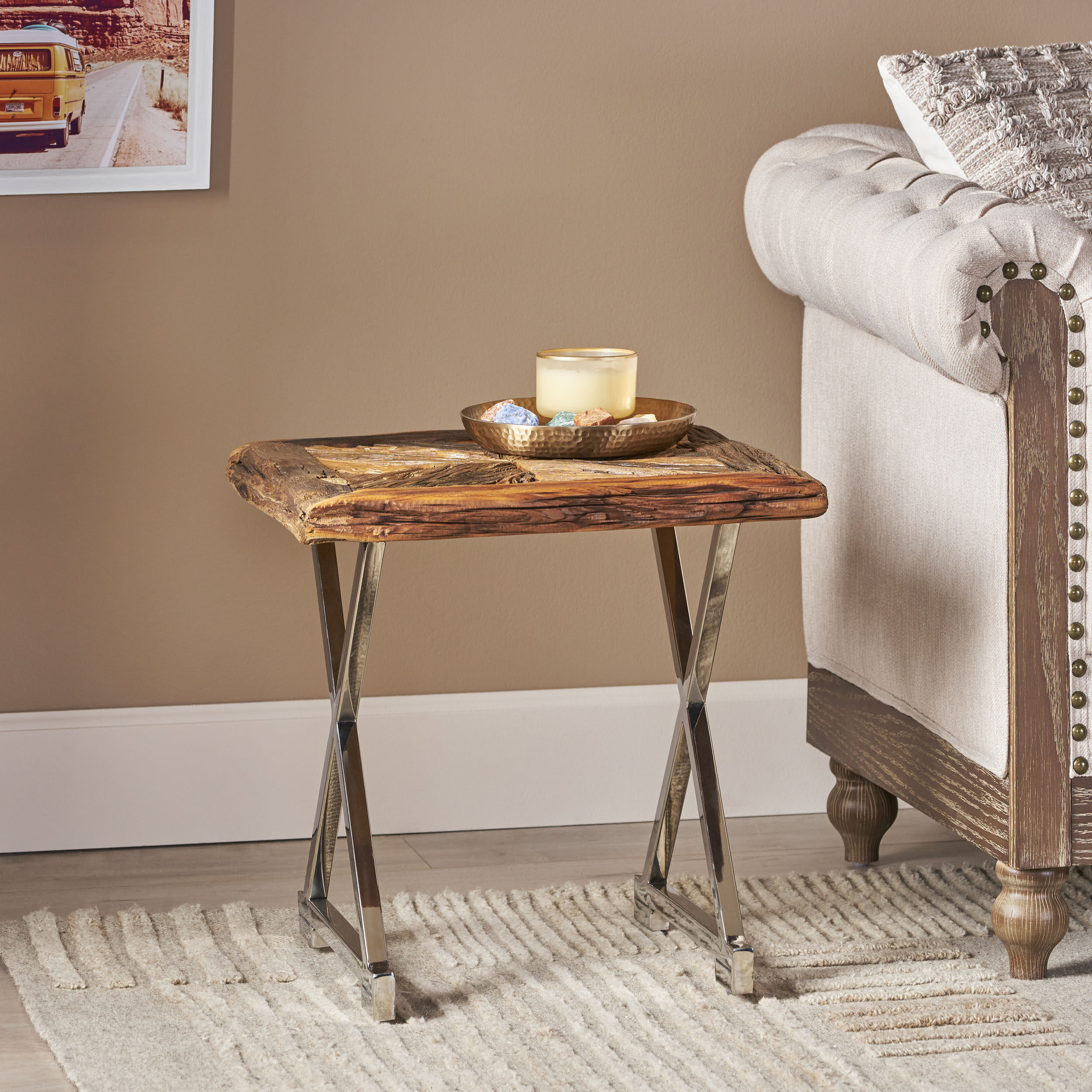 Loon Peak® Cross Legs End Table | Wayfair