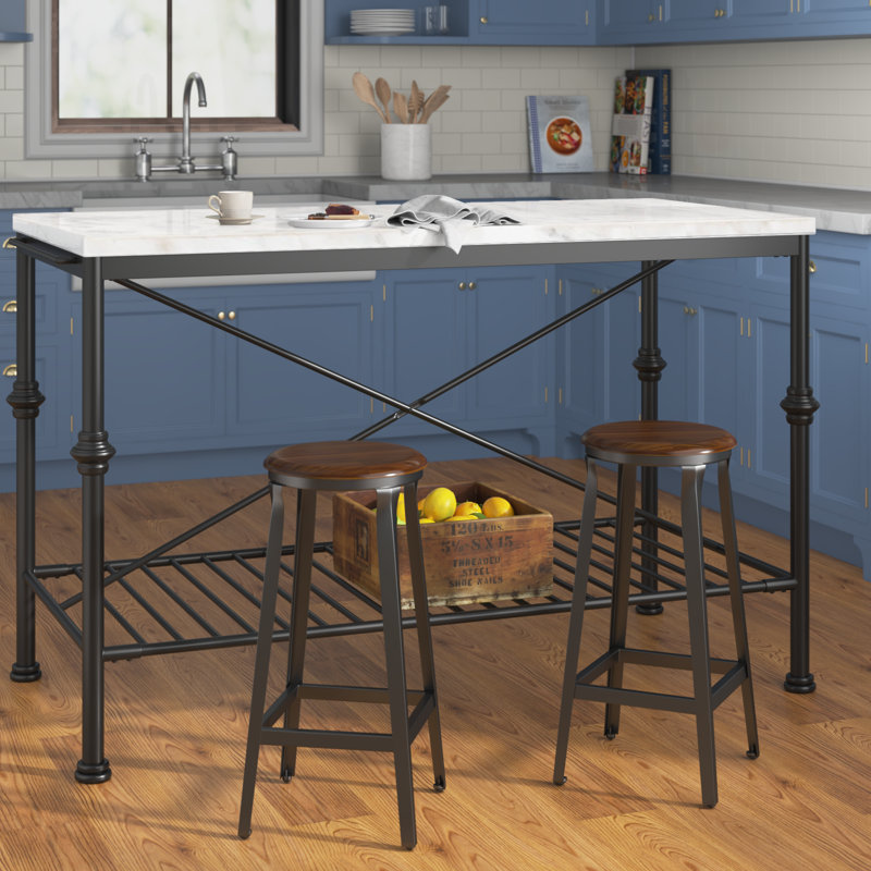Lark Manor™ Allisun 57.88" Width Marble Top Kitchen Island & Reviews ...