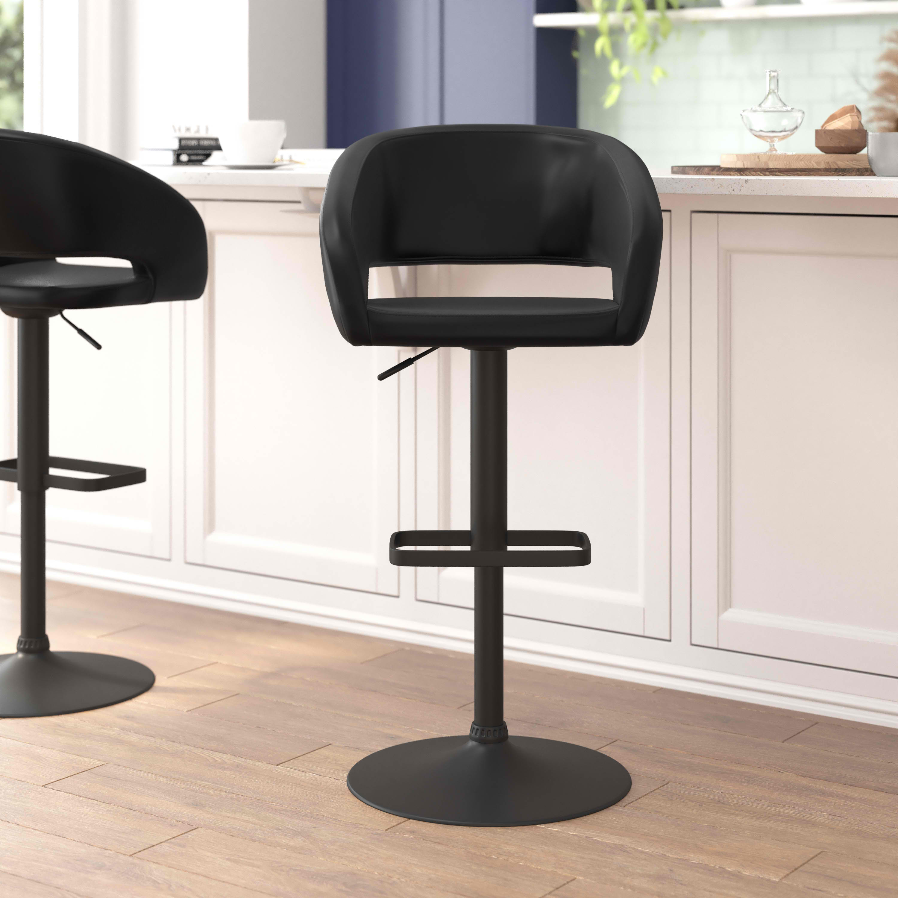 Wade Logan Amberlie Vinyl Adjustable Height Barstool with Rounded Mid ...