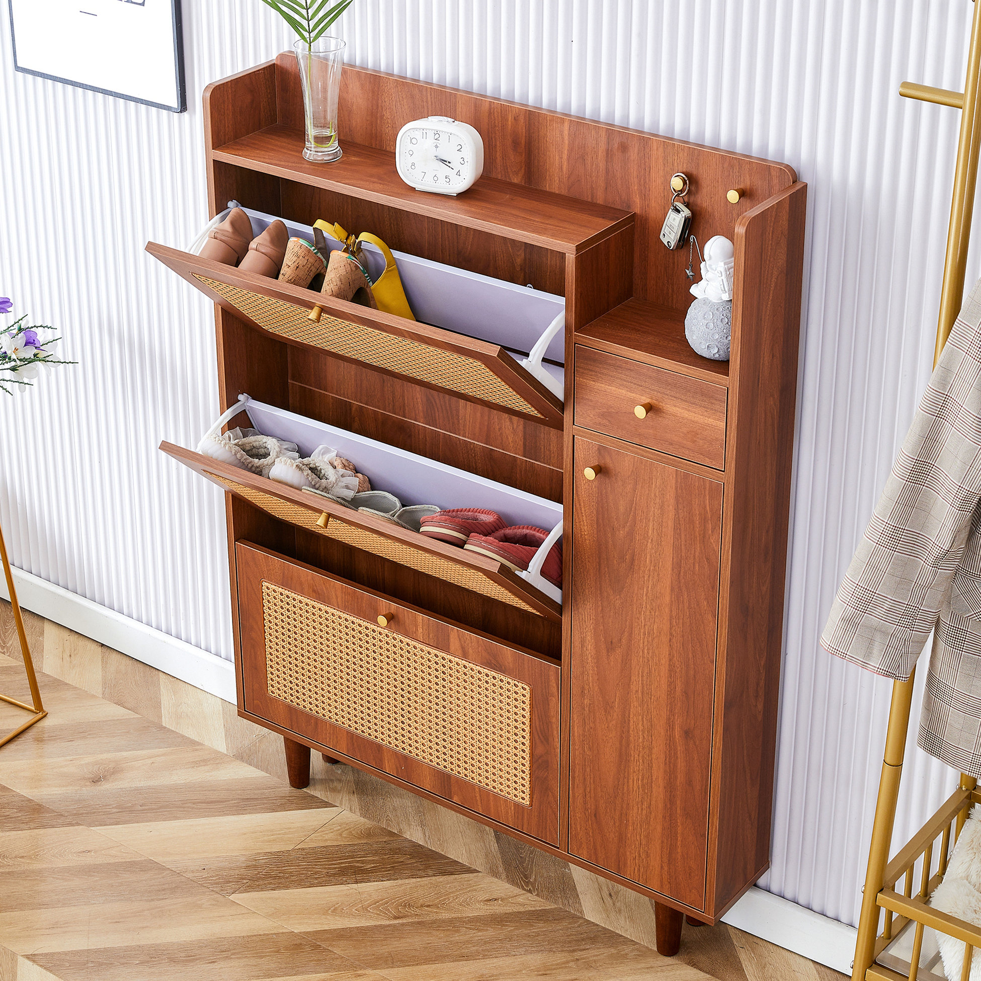 George Oliver The Modern Minimalist MDF Shoe Cabinet, Suitable For A ...