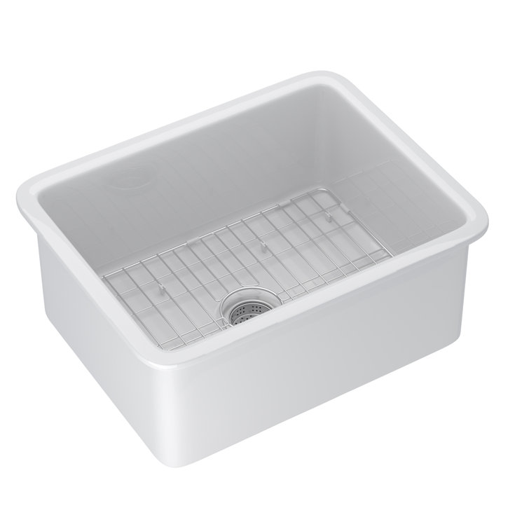 ZEAFIVE 24" L x 19" W Rectangular White Fireclay Undermount Kitchen ...