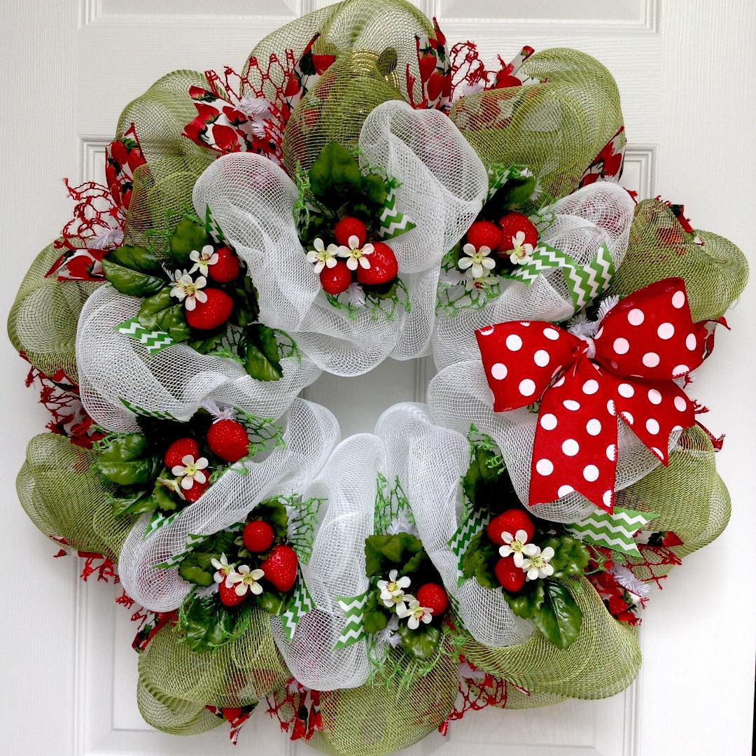 August Grove® Spring Strawberry Wreath Strawberry Fields Forever | Wayfair