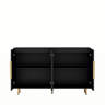Mercer41 Fredell Black Modern Buffet Cabinet with Storage, Fluted ...