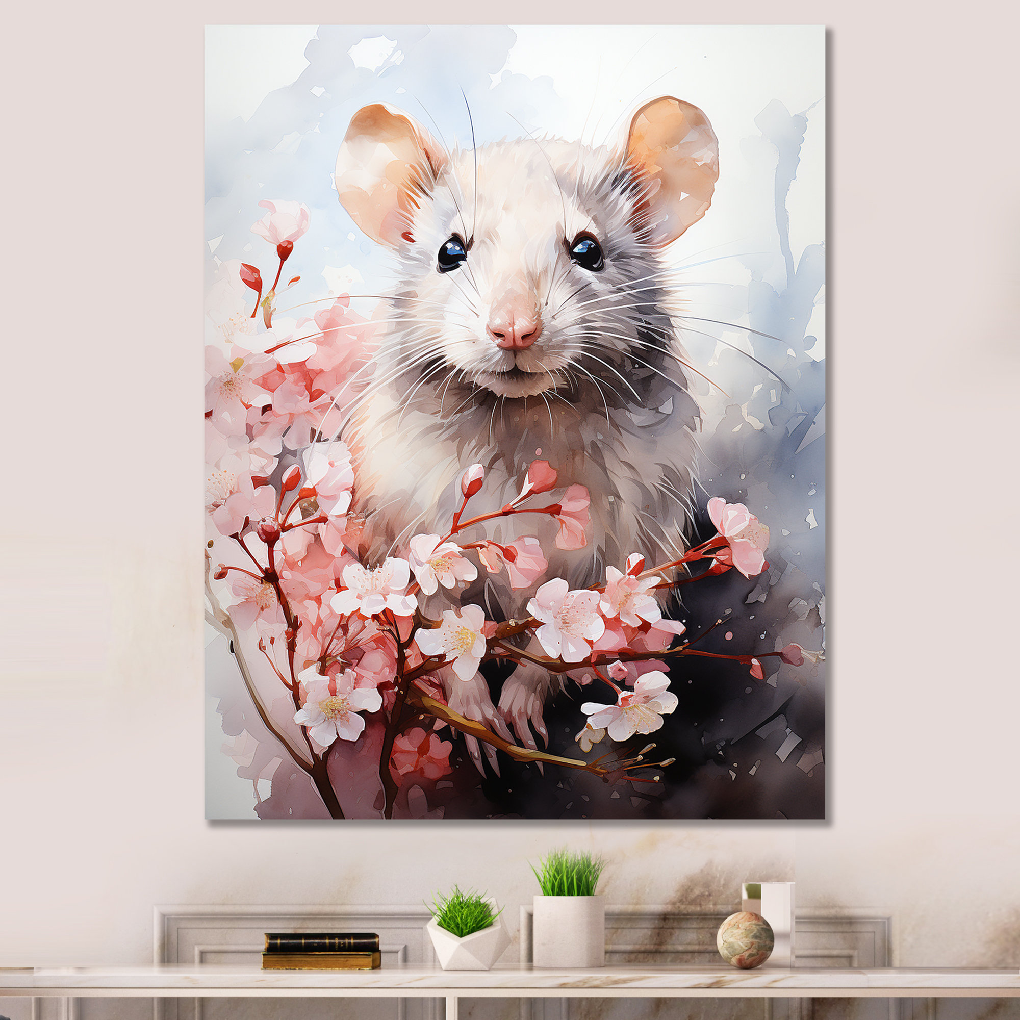 Bungalow Rose Rats Floral Portrait Blooms - Rodent Wall Art | Wayfair
