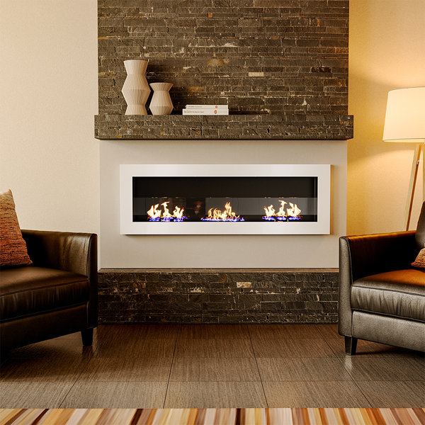 Wayfair Basics™ Beland Wayfair Basics™ 120cm W Bio-Ethanol Fireplace ...