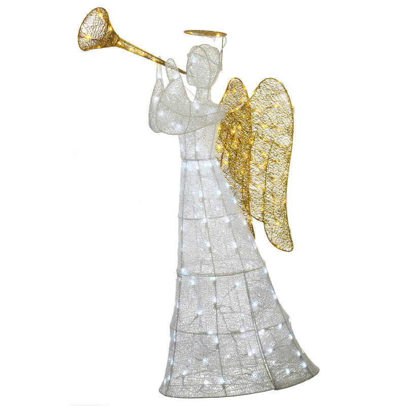 The Holiday Aisle® 60 in. Angel Decoration with LED Lights, White ...