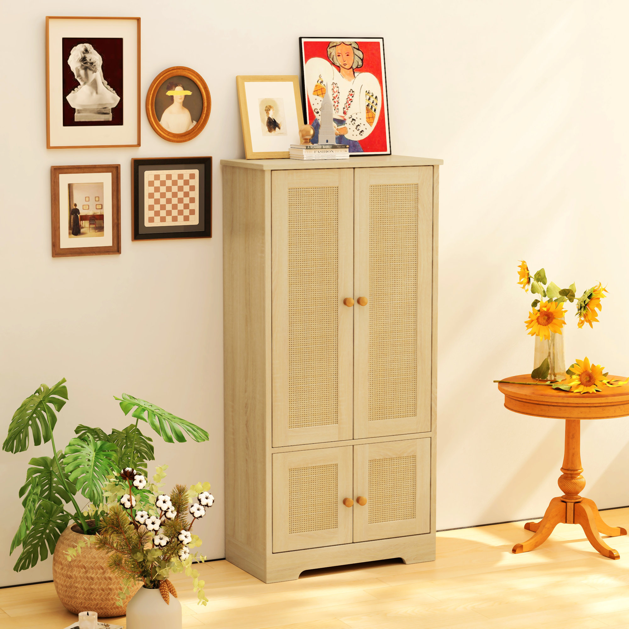 Bay Isle Home™ Elegant And Functional 4-Door Rattan Decorative Storage ...