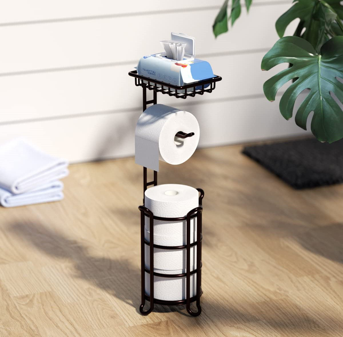 CLIBAX Toilet Paper Holder Stand With Shelf Tissue Holders For Bathroom ...