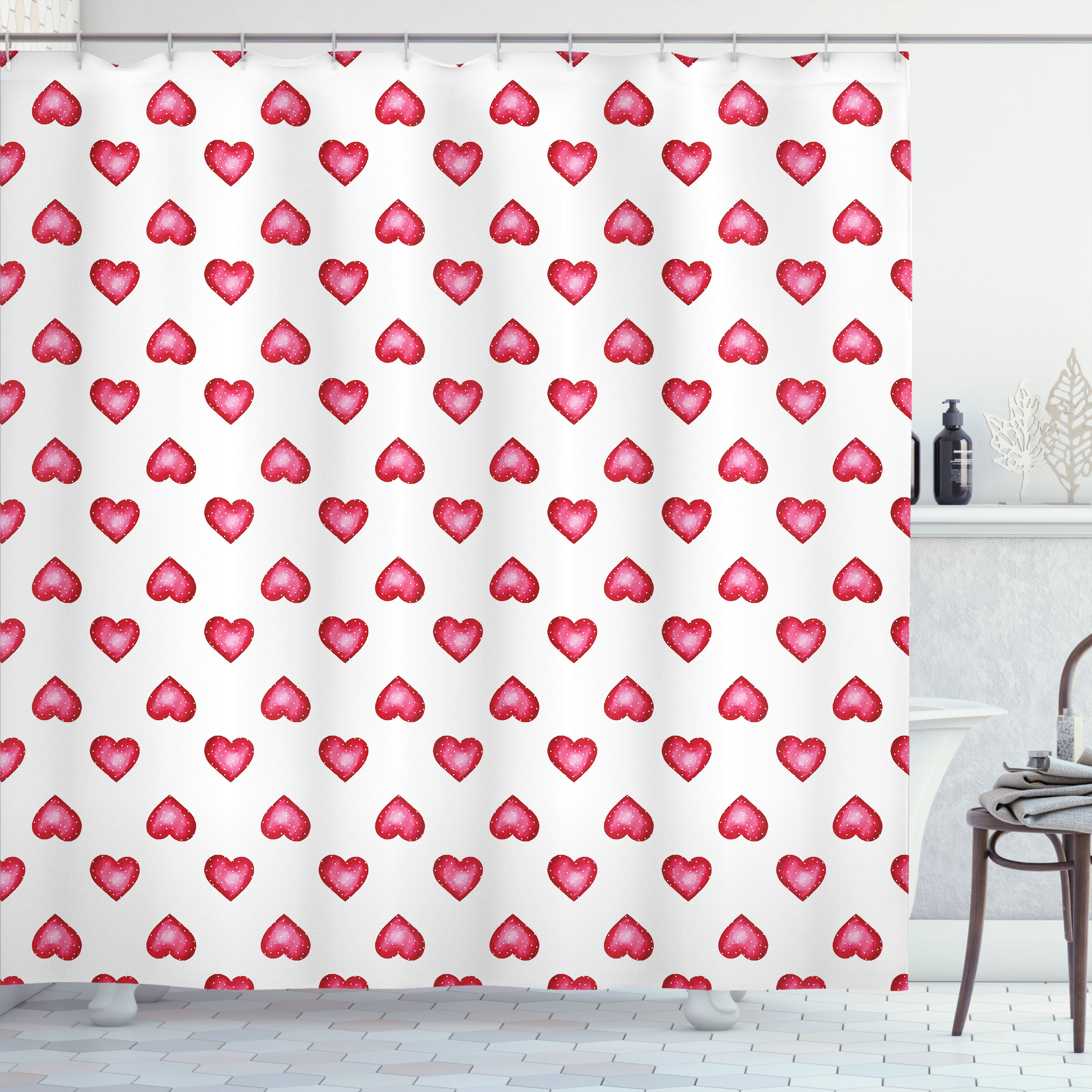 Dakota Fields Romantic Shower Curtain Hearts with Dots | Wayfair