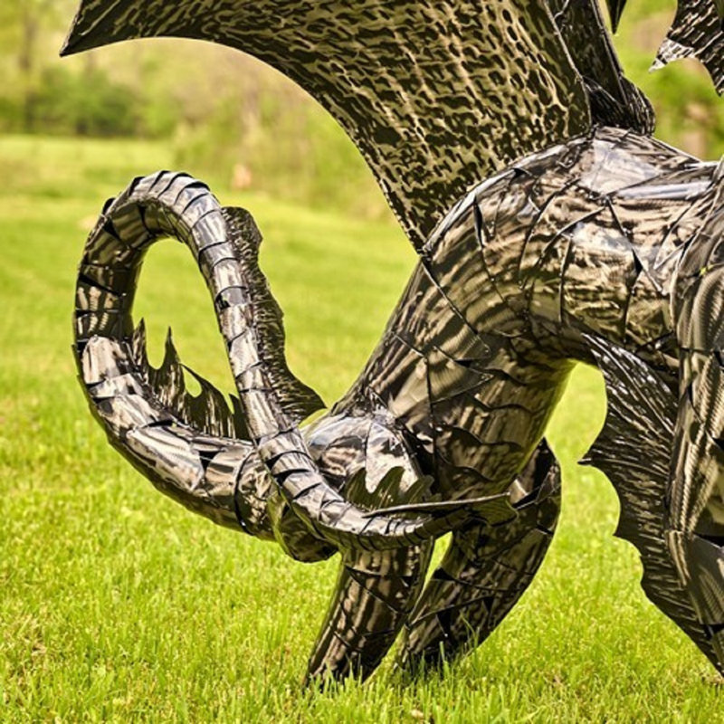 Zaer Ltd International 6ft. Tall Large Metal Dragon Statue "Angry Ira ...