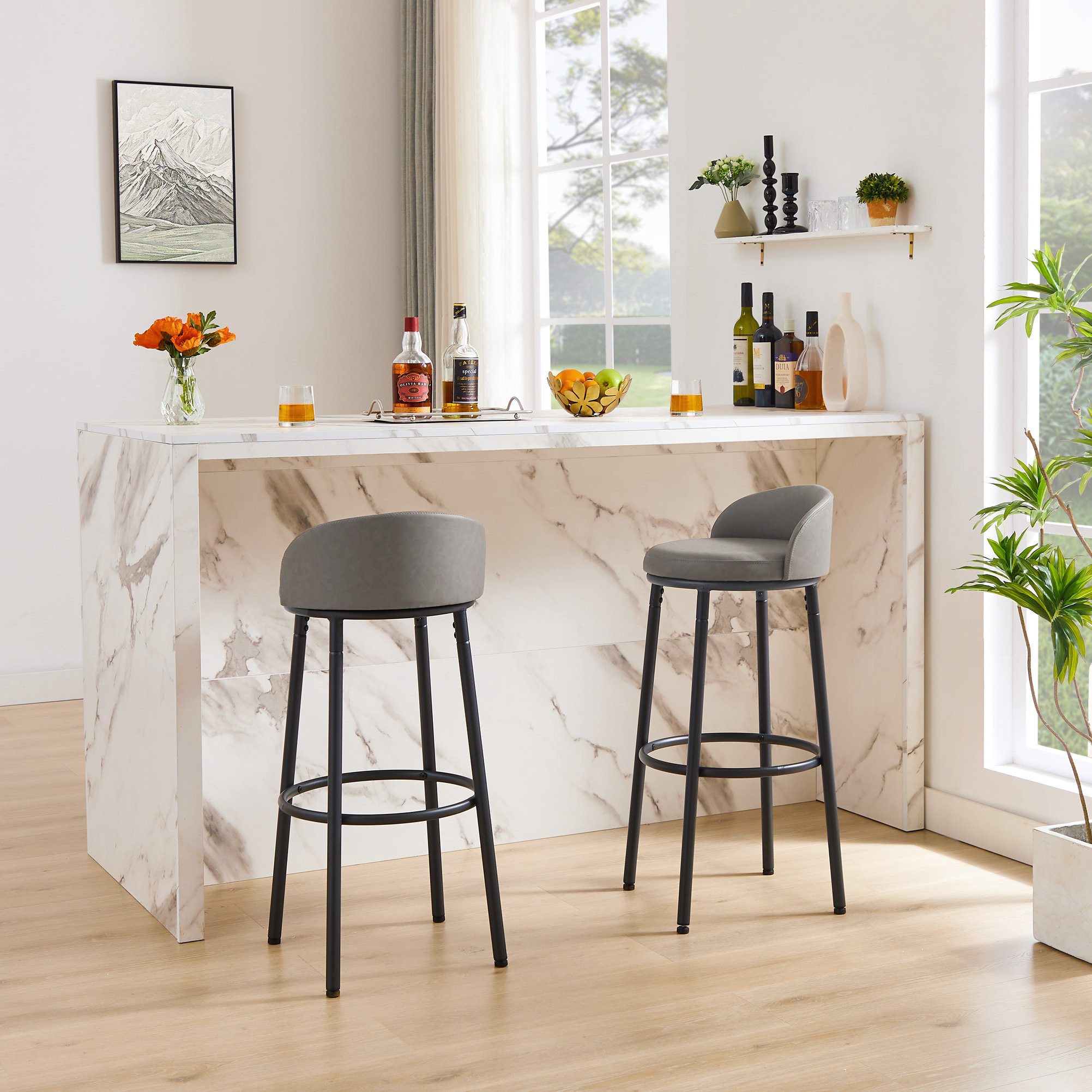 17 Stories 29.3'' Counter Stool with Metal Frame | Wayfair