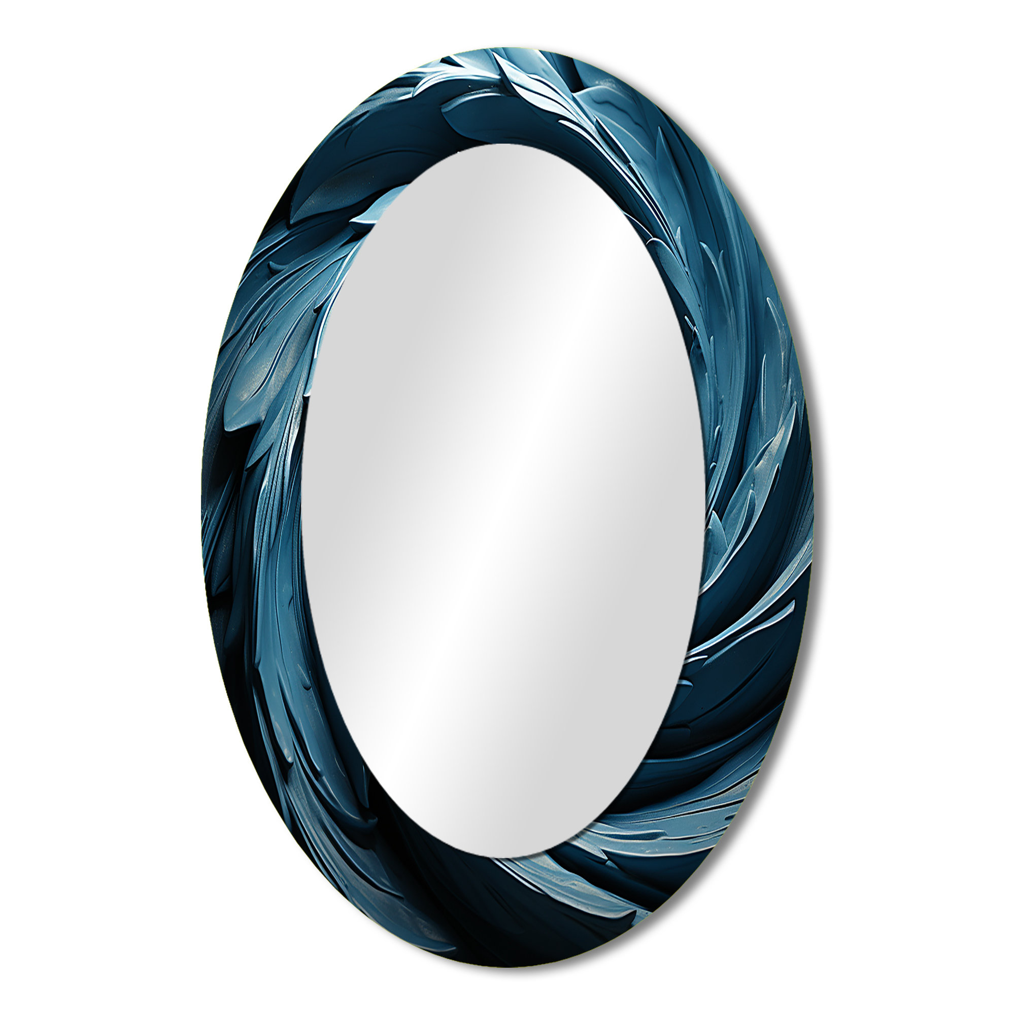 Ivy Bronx Spiraling Blue Abstract Vortex I - Modern Oval Wall Mirror ...