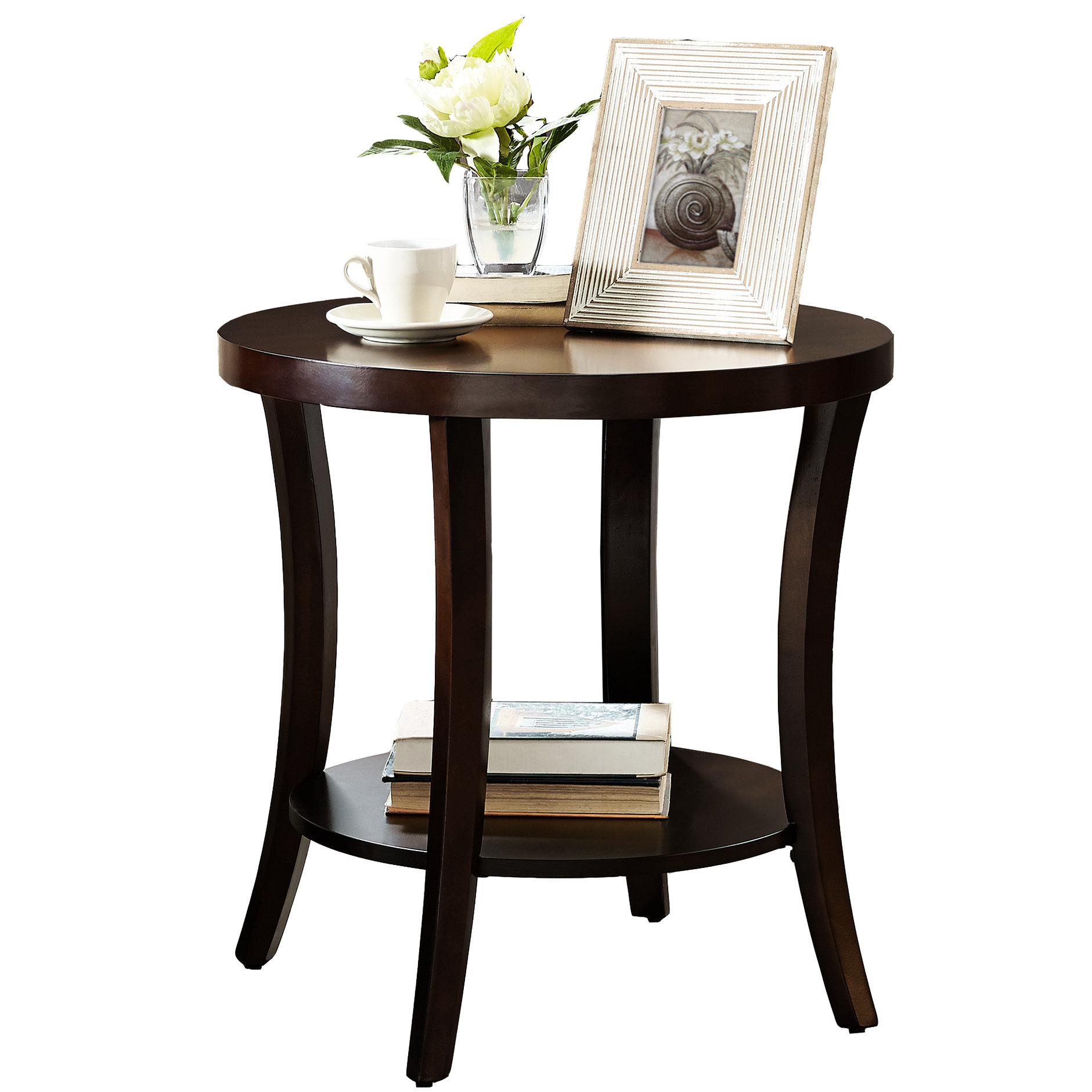 Ebern Designs End Table With Oval Shelf - , Wood Veneer, Wide Display ...