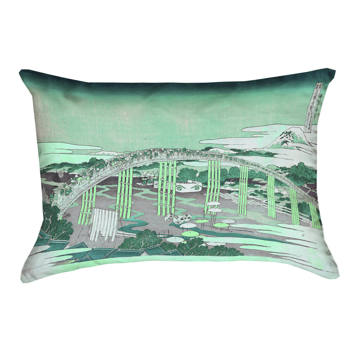 ArtVerse Katsushika Hokusai Japanese Bridge Waterproof Lumbar Pillow ...