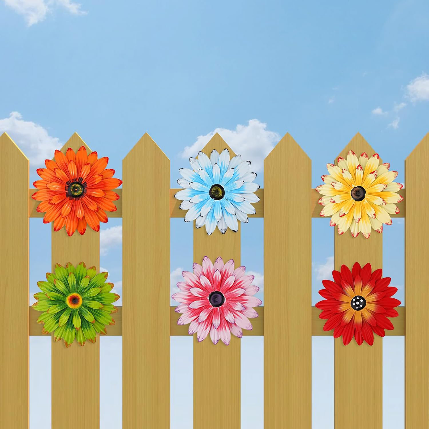 Red Barrel Studio® 6 Pieces 8Inch Metal Flowers For Outside, Multiple ...