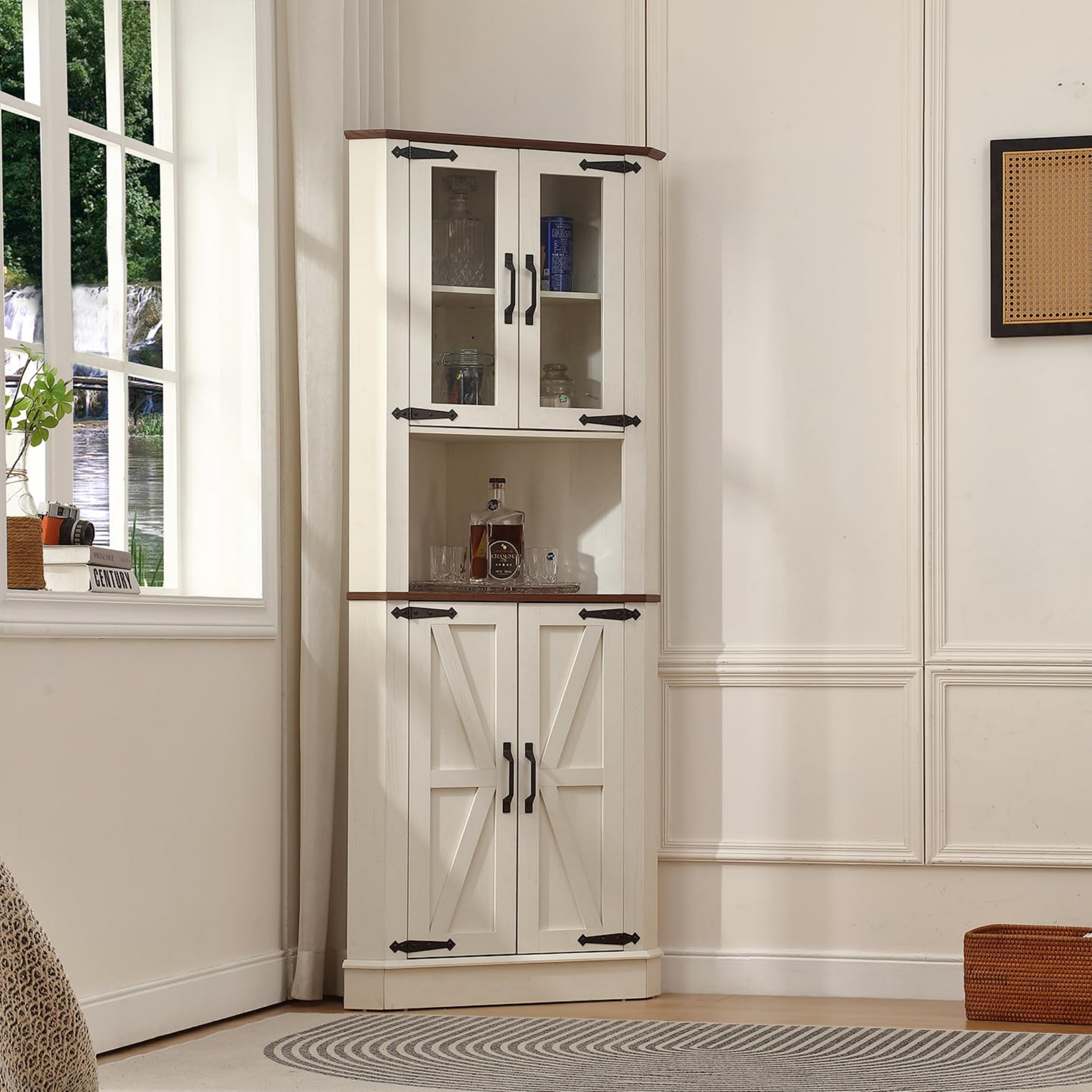Rebrilliant 68.1'' Tall Corner Cabinet With Adjustable Shelves For ...