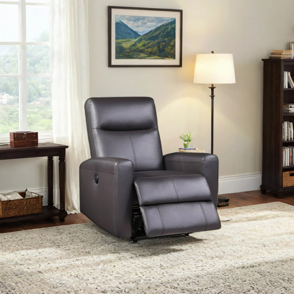 Latitude Run® Top Grain Leather Match Power Motion Recliner-Blane Brown ...