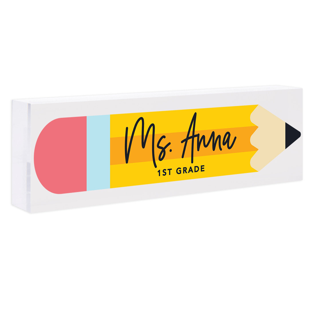 Koyal Wholesale 8 X 2.5 Acrylic Teacher Desk Name Plate - Custom Pencil ...