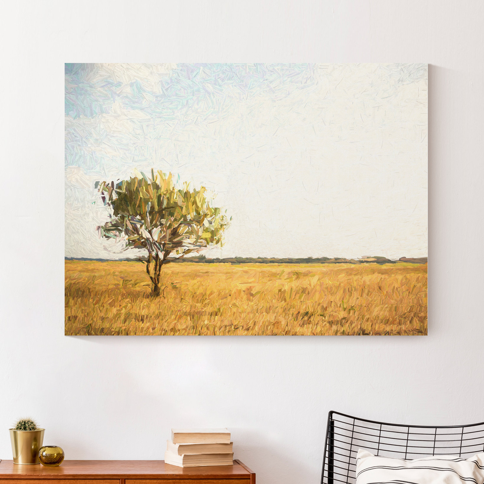 Foundry Select Lone Tree in Field - Unframed Painting Print on Canvas ...