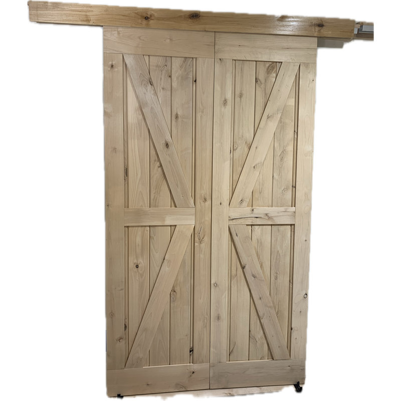 Lubann Alder Wood BiParting Double Barn Doors wtih Wooden Box Rail ...