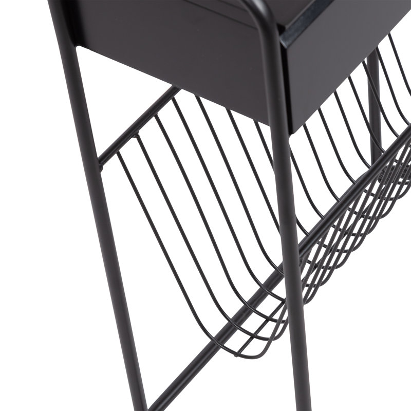 Latitude Run® Narrow Side Table with Storage Wire Rack | Wayfair