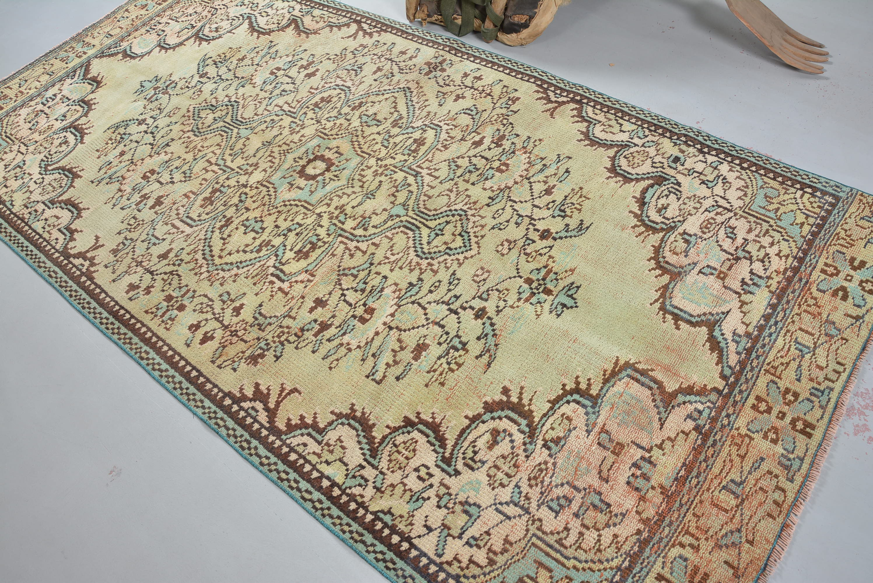 Isabelline Bedroom Rugs, Brown Antique Rug, Vintage Rugs, 4.4x9 ft Area ...