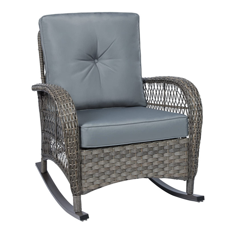 Bayou Breeze Outdoor Matrix Rocking Wicker/Rattan Chair with Cushions ...