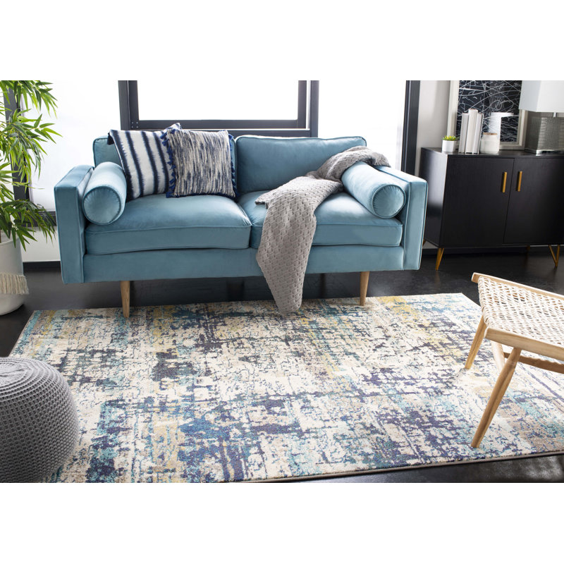 Langley Street Felty Performance Cream / Blue Rug & Reviews | Wayfair