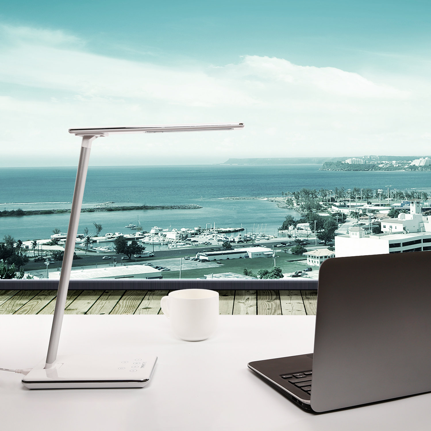 Ivy Bronx Wertz 15.74" White Desk Lamp with USB and Outlet | Wayfair