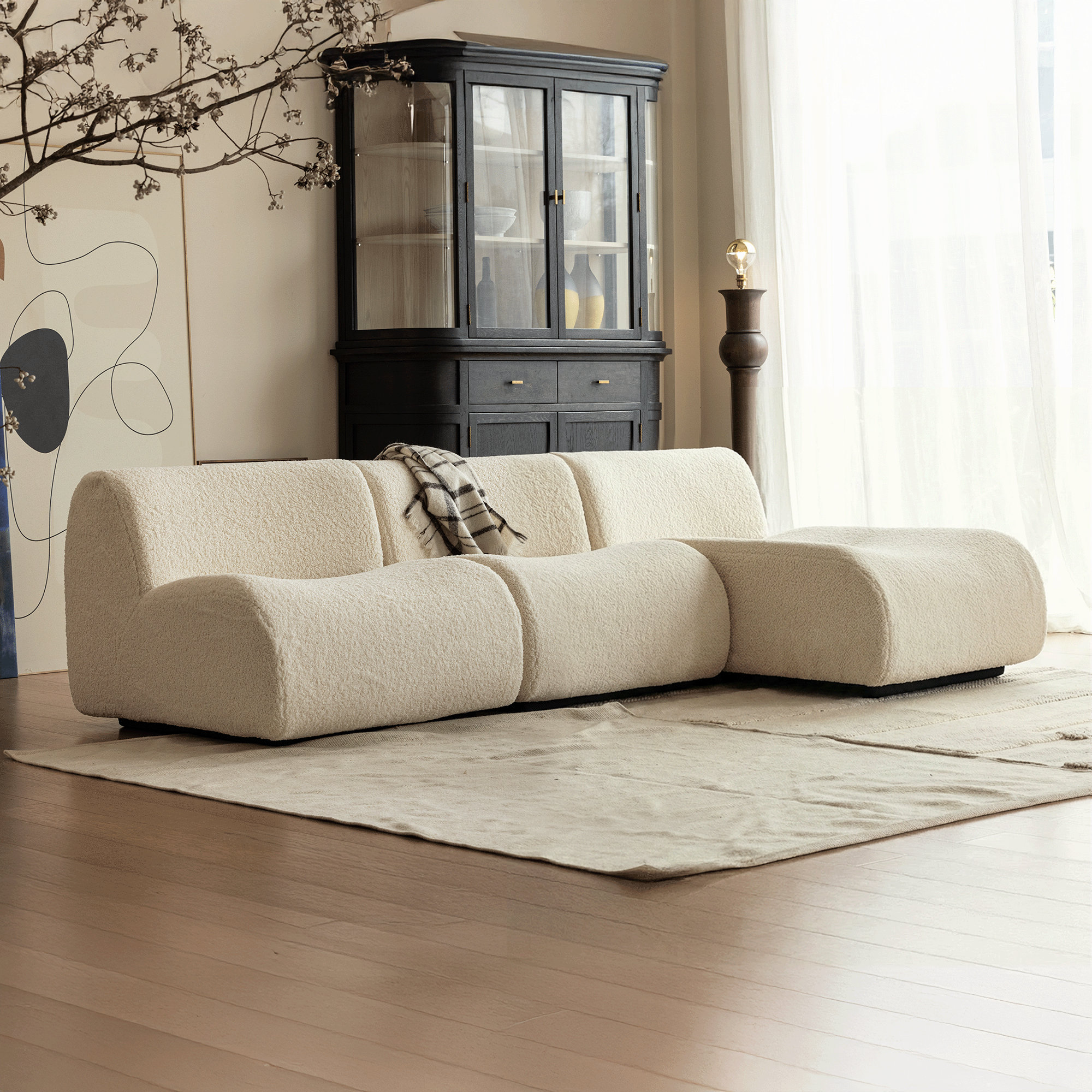 Latitude Run® Boneless Sectional 3 Seater Sofa With Chaise, 95 ...