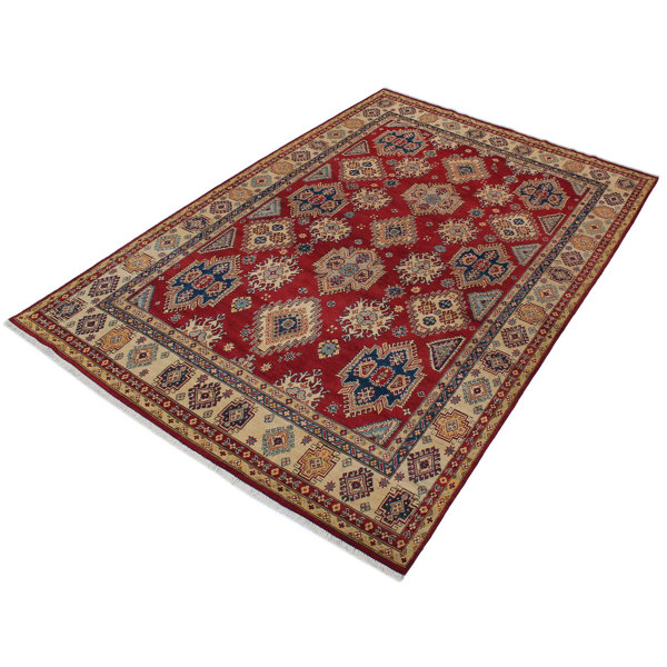 Arshs Fine Rugs Afghan Super Fine Tribal Kazak Marlyn Red/Beige Hand ...