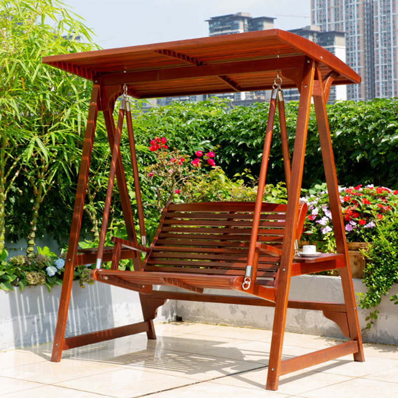 DineElegance.r 2 Person Solid Wood Porch Swing with Canopy | Wayfair