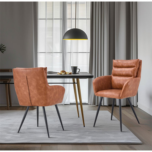 George Oliver Princeton Dining Chairs with Solid Metal Legs, Faux ...