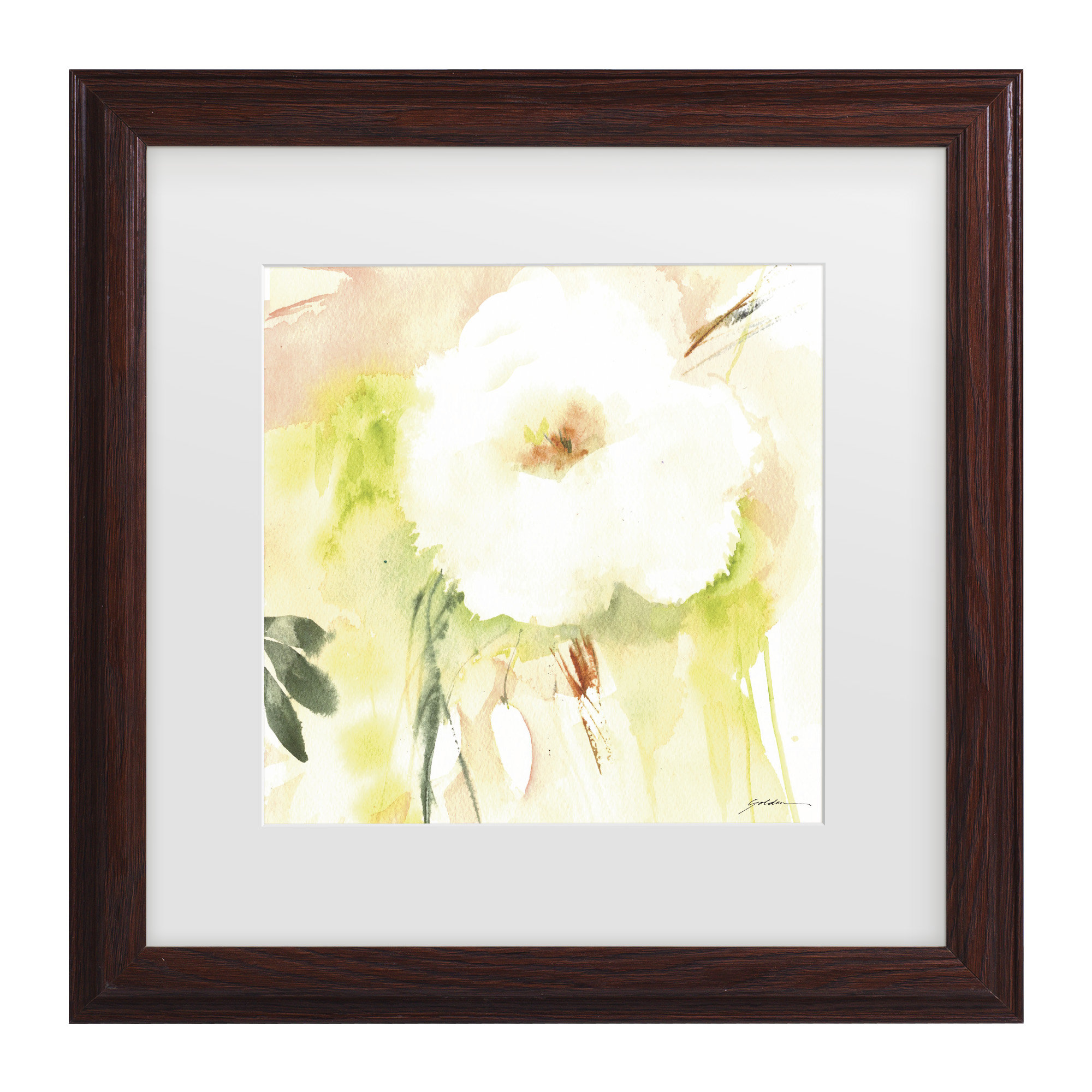 Ebern Designs Bolog Sheila White Flower 5 Matted Framed Art | Wayfair