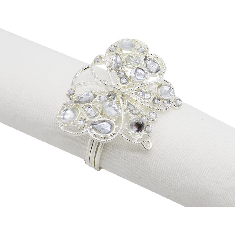 House of Hampton® Unique Metal Design Butterfly Crystal Napkin Rings ...