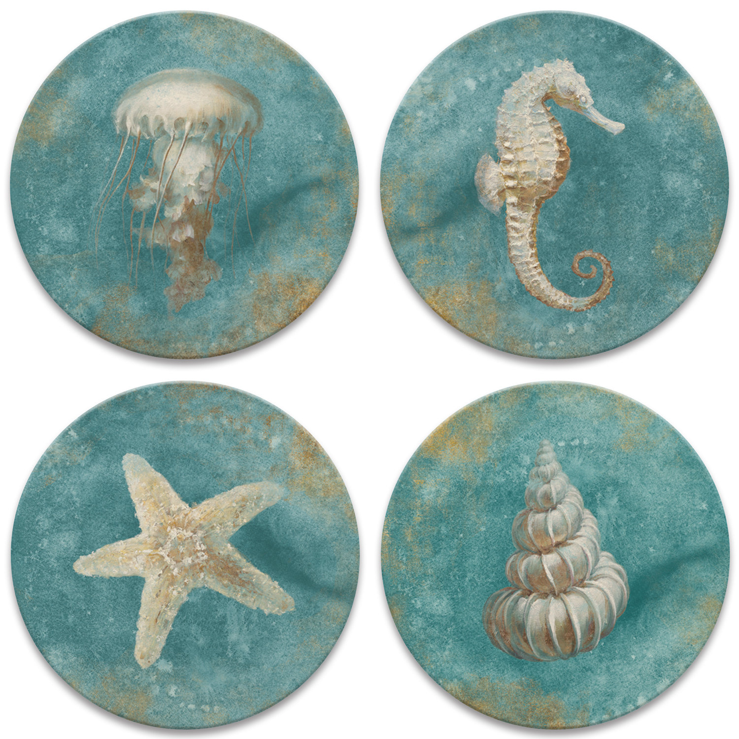 Highland Dunes Treasures of the Sea Round Coaster & Reviews - Wayfair ...