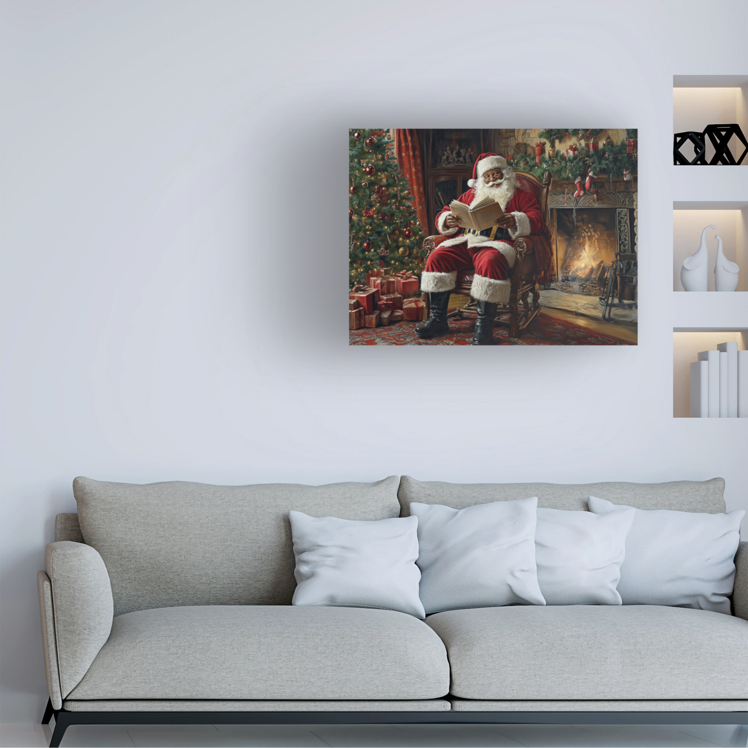 Charlton Home® Wrapped Canvas Wall Art - Imagine It Images 'Jolly Santa ...