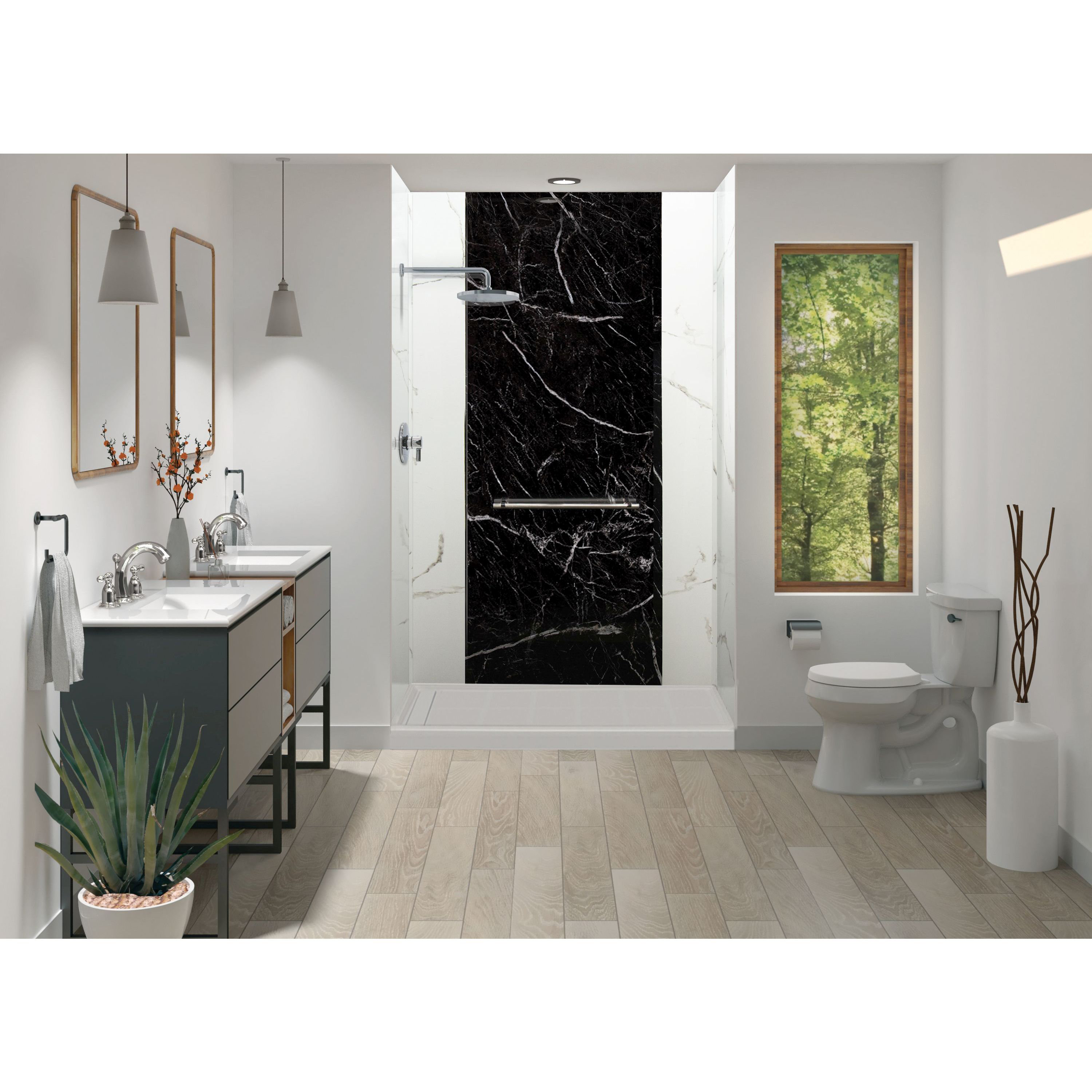 Transolid Titan 96" H x 60" D Three Panel Shower Wall | Wayfair