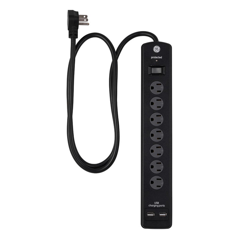 GE 4-ft 7-Outlet Surge Protector, 1440J, Black, 40482-T1 & Reviews ...