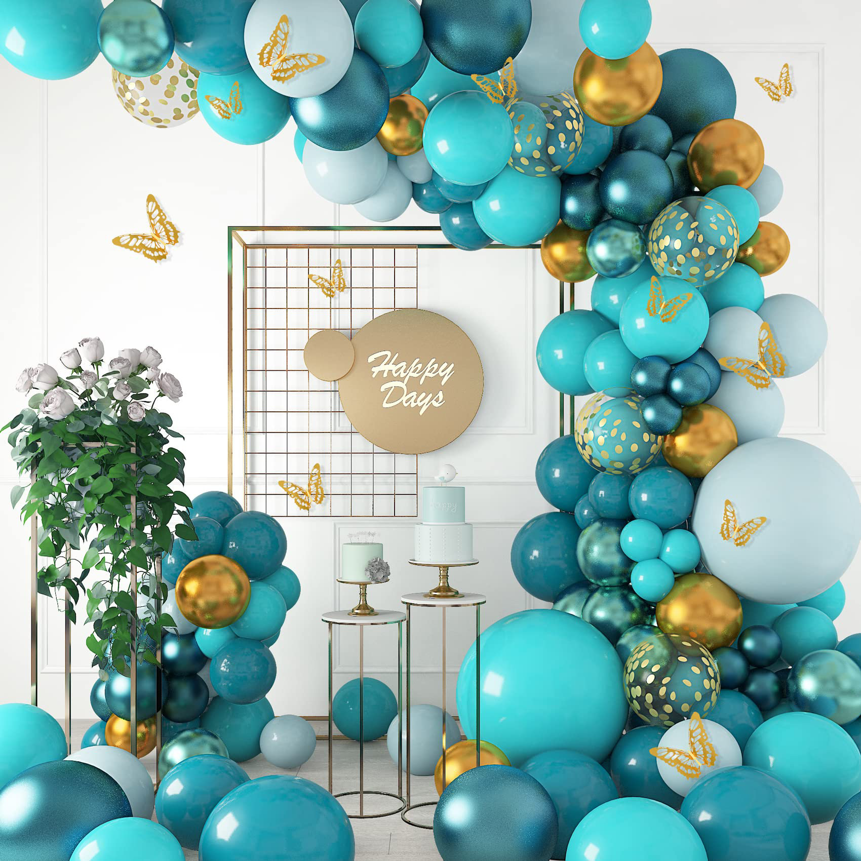 Zeki Shoggy 168PCS Teal Balloons Garland Arch Kit, Double-Stuffed Dark ...