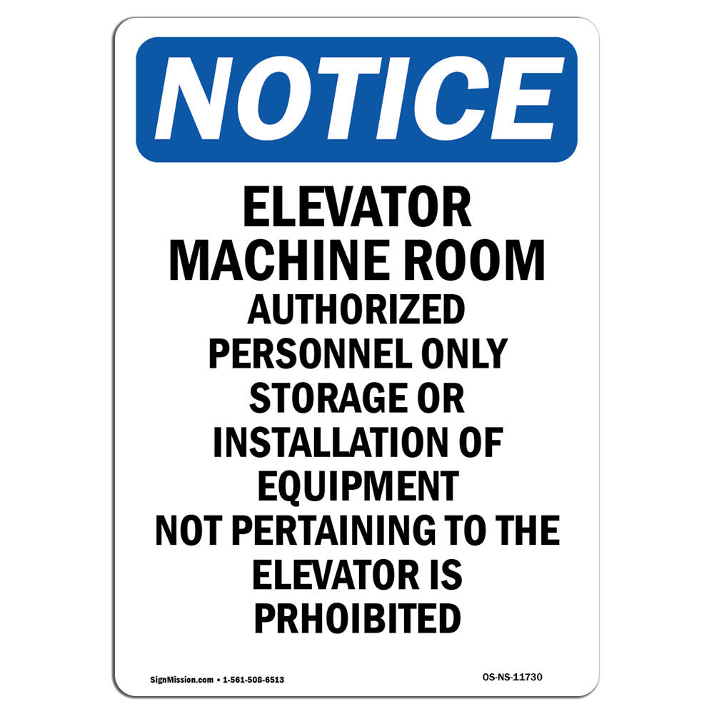 SignMission Elevator Machine Room Authorized Sign | Wayfair