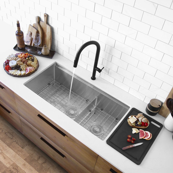 Stylish Versa36 Undermount 36" Double-bowl Workstation Kitchen Sink ...