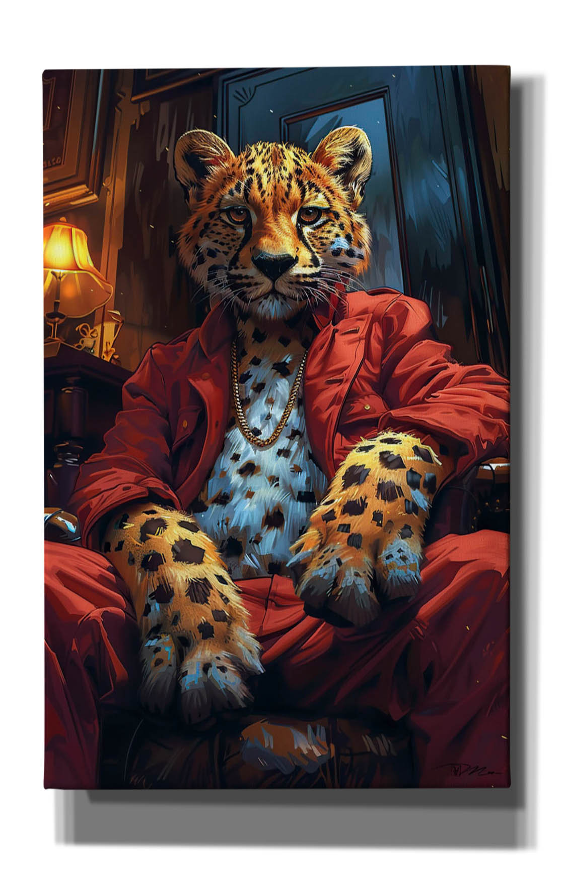 Epic Graffiti 'Teenage Leopard In Red Dress' by Momart Canvas Wall Art ...