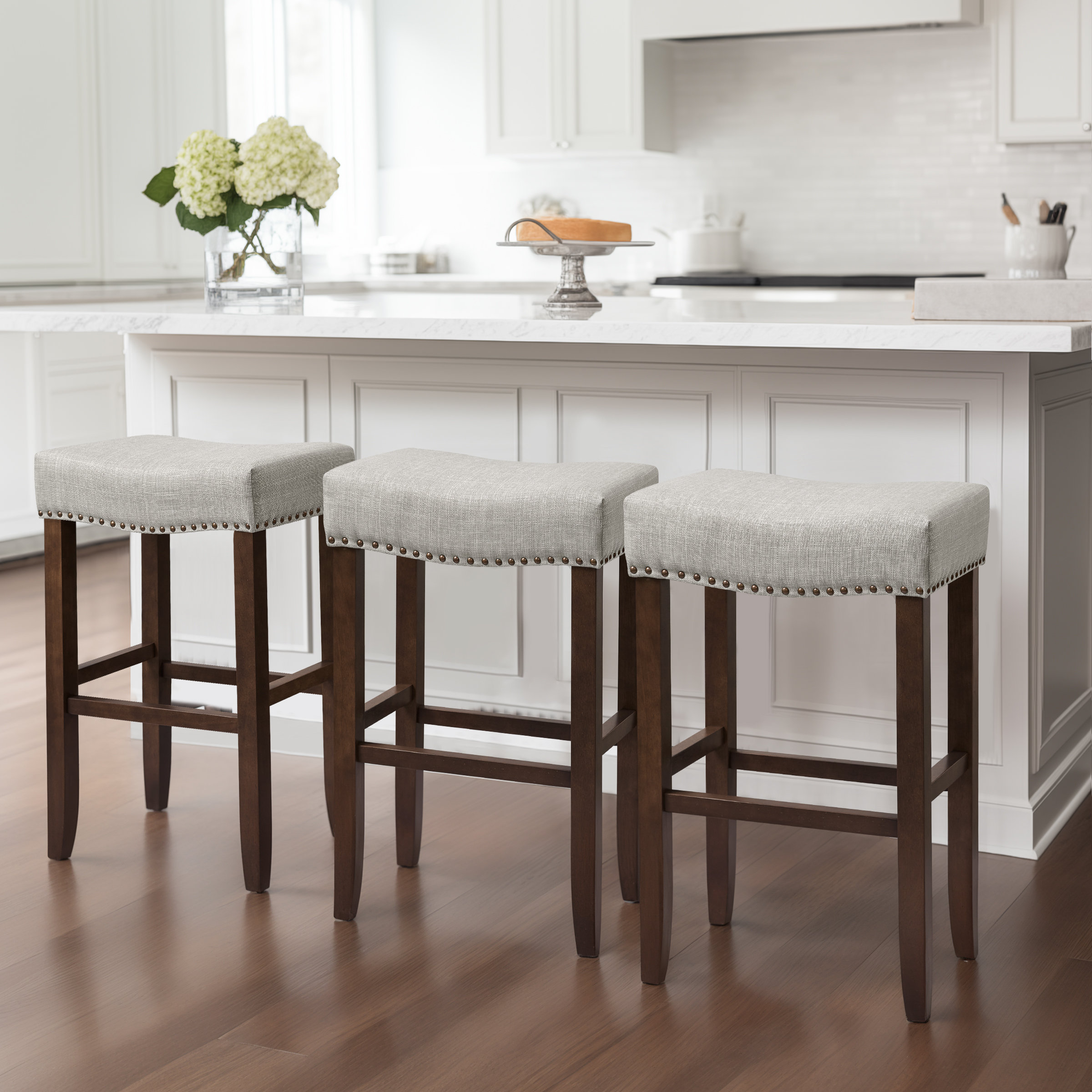 Lark Manor™ Solid Wood Bar Stools for Kitchen Island, Rustic Modern ...