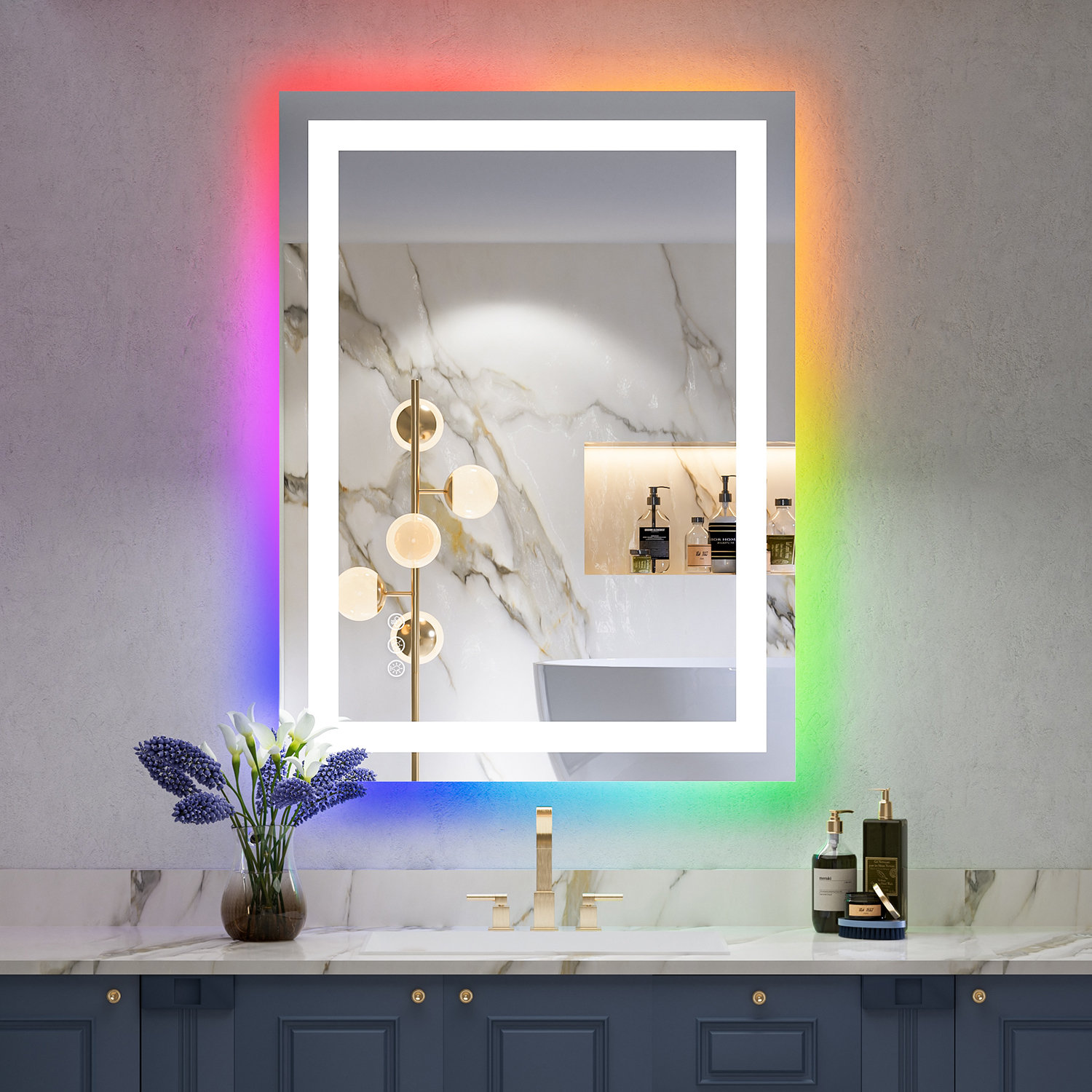 Ivy Bronx Jamique RGB Backlit & LED Frontlit Bathroom Vanity Mirror ...