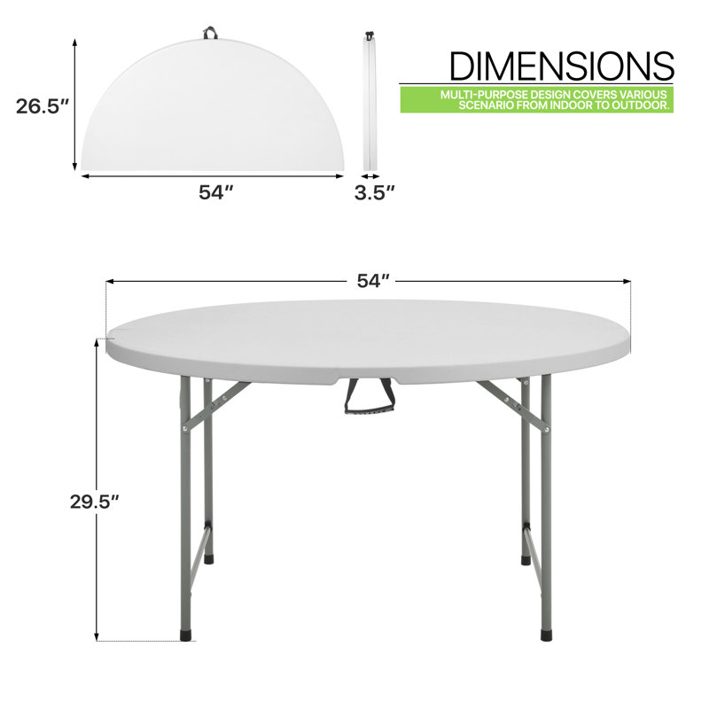 MoNiBloom Round Foldable Plastic Table Collapsible Circular Steel Frame ...