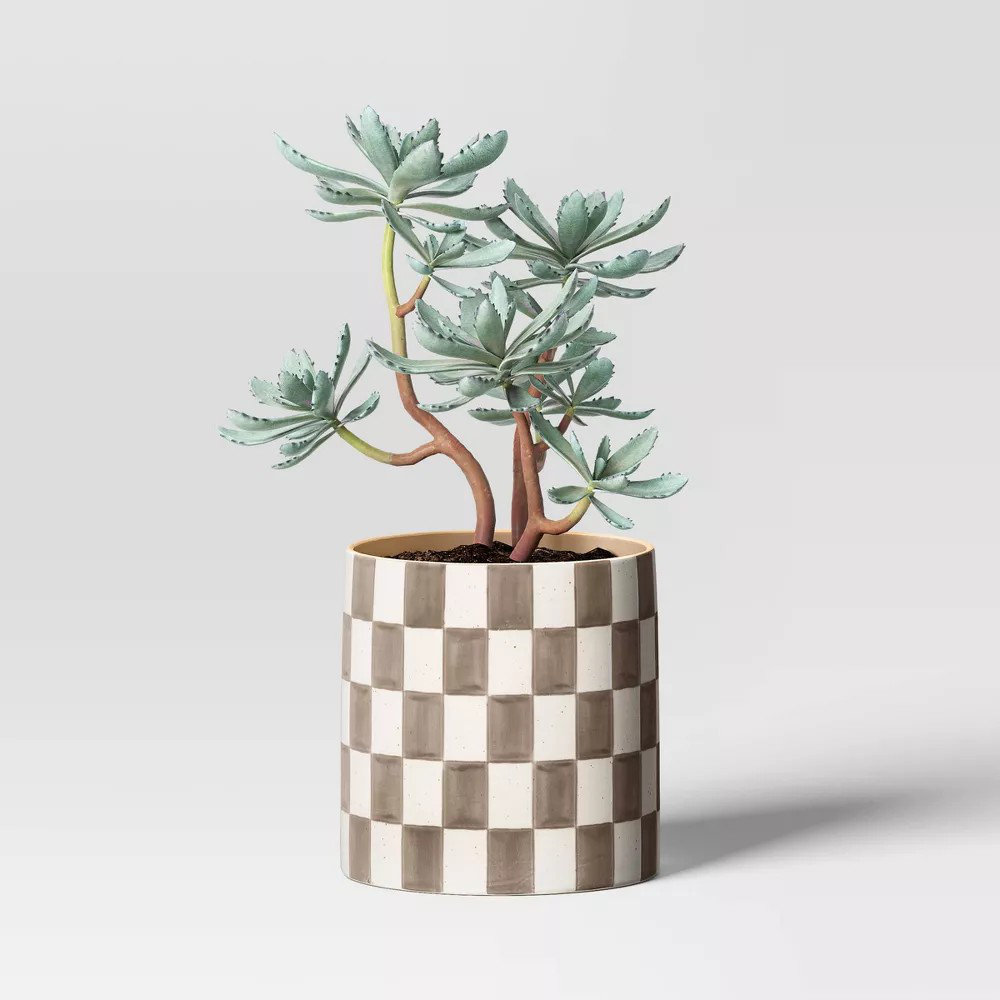 Ebern Designs Checkerboard Pottery Indoor And Outdoor Planters | Wayfair