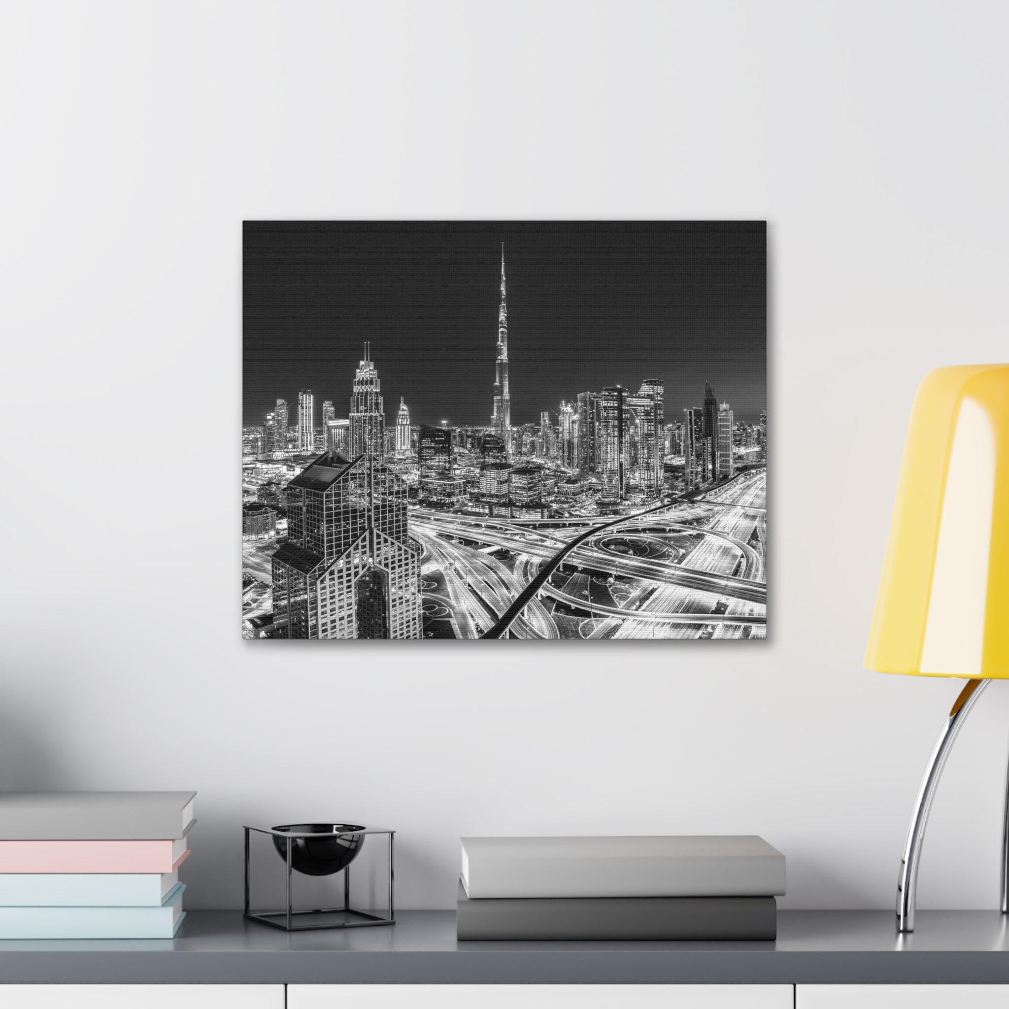 Latitude Run® Dubai Black And White Skyline Canvas Artwork Breathtaking ...