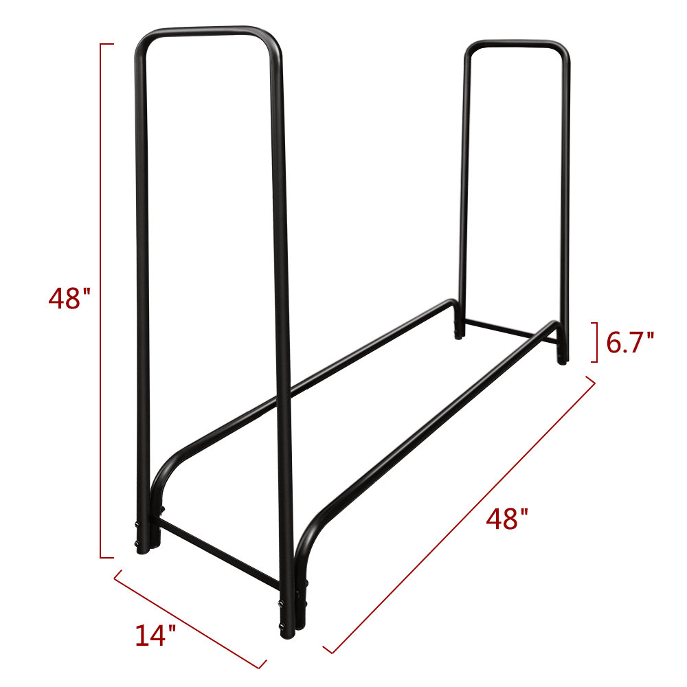 Arlmont & Co. Jepson 4ft Firewood Log Rack Outdoor Indoor Heavy Duty ...