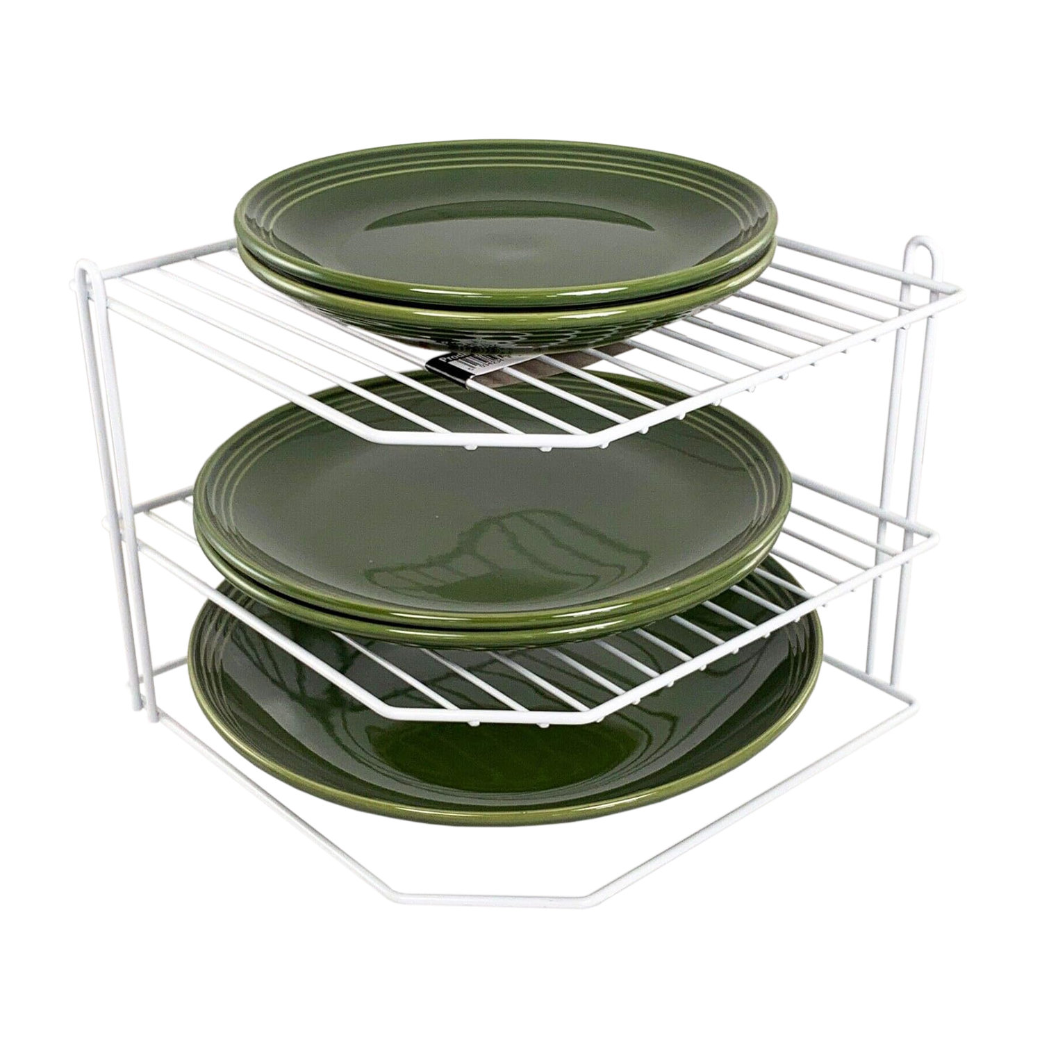 Buckingham 3 Tier Corner Plate Rack Kitchen Cupboard Storage Organiser ...